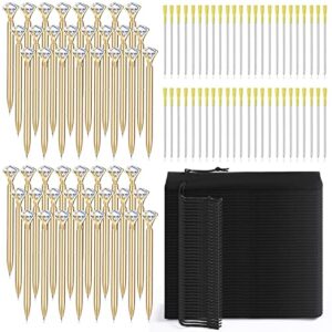 48 pcs wedding diamond pens bulk 48 velvet gift bags bling crystal metal ballpoint pens with black ink 48 extra refills for office school supplies wedding gift (basic)