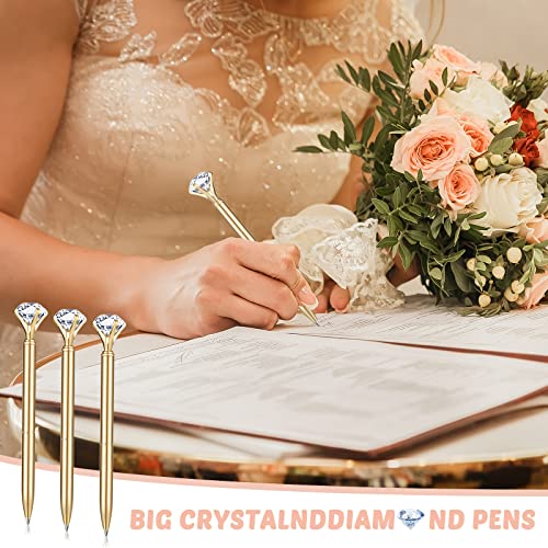 48 Pcs Wedding Diamond Pens Bulk 48 Velvet Gift Bags Bling Crystal Metal Ballpoint Pens with Black Ink 48 Extra Refills for Office School Supplies Wedding Gift (Basic)