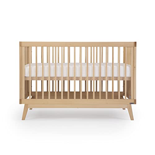 dadada Baby Soho 3-in-1 Convertible Crib – GREENGUARD Gold Certified, Made in Italy, Solid Beechwood – Adjustable Mattress Height, Modern Design 53.15 x 29.95 x 36.7 in 3 Colors (Natural)