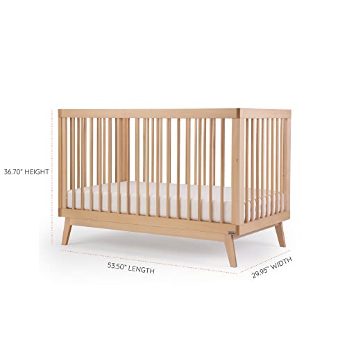 dadada Baby Soho 3-in-1 Convertible Crib – GREENGUARD Gold Certified, Made in Italy, Solid Beechwood – Adjustable Mattress Height, Modern Design 53.15 x 29.95 x 36.7 in 3 Colors (Natural)