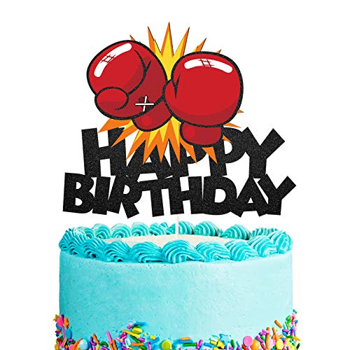 Boxing Happy Birthday Cake Topper,Sports Birthday Theme Party Cake Decor,Wrestle Themed Baby Shower or Birthday Party Decor Supplies