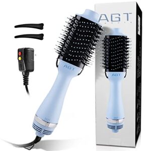 hot air brush, 4 in 1 hair dryer brush & volumizer, one step blow dryer suitable for straight and curly hair, ceramic coating achieve salon styling at home 1200w