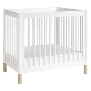 babyletto gelato 4-in-1 convertible mini crib in white and washed natural, greenguard gold certified