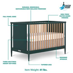 Dream On Me Clover 4-in-1 Modern Island Crib with Rounded Spindles in Olive, Convertible Crib, Mid-Century Meets Modern, Coordinates with The Clover Changing Counter