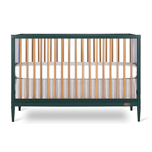 Dream On Me Clover 4-in-1 Modern Island Crib with Rounded Spindles in Olive, Convertible Crib, Mid-Century Meets Modern, Coordinates with The Clover Changing Counter