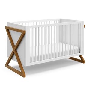 storkcraft equinox 3-in-1 convertible crib (vintage driftwood) easily converts to toddler bed & daybed, 3-position adjustable mattress support base, modern two-tone design for contemporary nursery