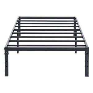 Epinki Metal Bed Frame Twin Size Single Platform Mattress Base, Metal Tube Twin Size, Black No Box Spring Needed