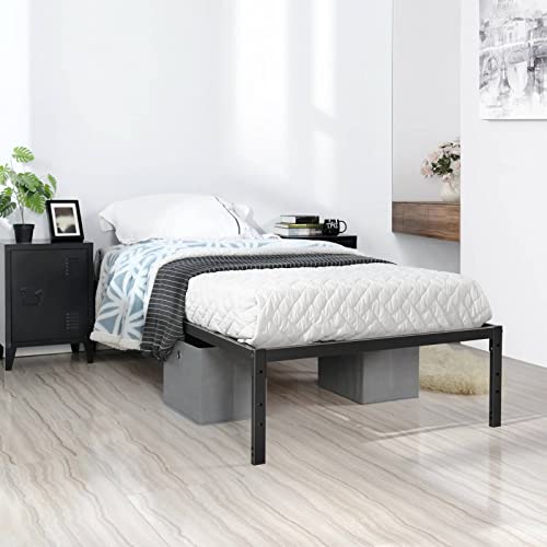 Epinki Metal Bed Frame Twin Size Single Platform Mattress Base, Metal Tube Twin Size, Black No Box Spring Needed