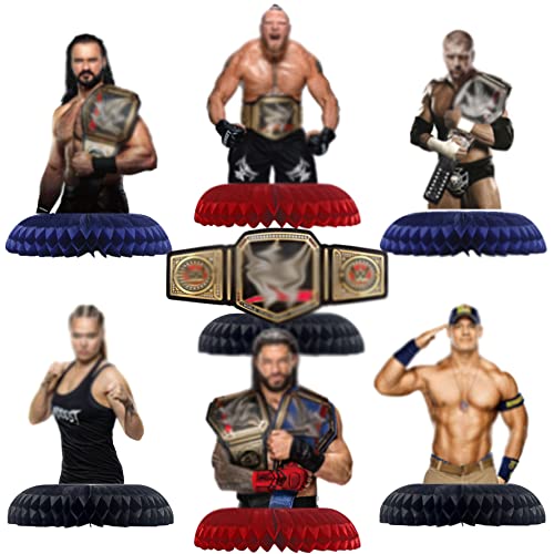 Wrestling Birthday Party Decoration, 7Pcs Wrestling Theme Party Centerpieces, Table Toppers, Cake Toppers, Wrestling Boxing Match Party Supplies for Boys and Girls