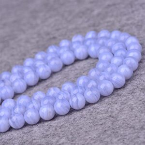 oureco crystal accessories diy natural crystal natural sea blue pattern round beads loose beads semi-finished long chain bracelet necklace anklet spacer beads with beads (color : 6mm)