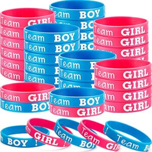 gender reveal bracelets, includes team boy wristbands and team girl wristbands for baby shower party gender reveal party decorations supplies(48 pieces)