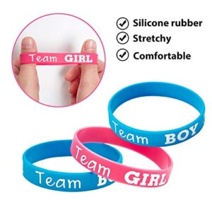 Gender Reveal Bracelets, Includes Team Boy Wristbands and Team Girl Wristbands for Baby Shower Party Gender Reveal Party Decorations Supplies(48 Pieces)