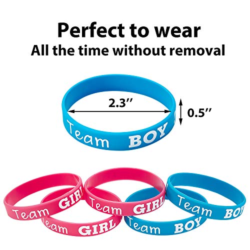 Gender Reveal Bracelets, Includes Team Boy Wristbands and Team Girl Wristbands for Baby Shower Party Gender Reveal Party Decorations Supplies(48 Pieces)