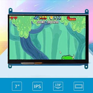 PUSOKEI Touch Screen Monitor for Raspberry Pi, 7 Inch LCD HDMI Capacitive Touch Screen with Ultra Clear Resolution HD 1024x600 Portable USB HDMI Monitor Capacitance Display for Win7/8/10 System