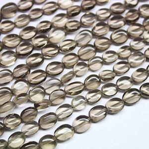 gemabyss beads gemstone 5 strand natural smoky quartz smooth oval gemstone loose spacer craft beads 13 inch long 8mm 7mm code-mvg-25911