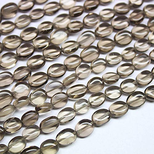 GemAbyss Beads Gemstone 5 Strand Natural Smoky Quartz Smooth Oval Gemstone Loose Spacer Craft Beads 13 Inch Long 8mm 7mm Code-MVG-25911