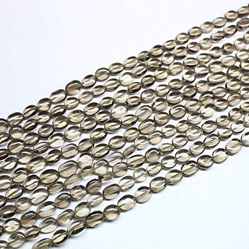 GemAbyss Beads Gemstone 5 Strand Natural Smoky Quartz Smooth Oval Gemstone Loose Spacer Craft Beads 13 Inch Long 8mm 7mm Code-MVG-25911