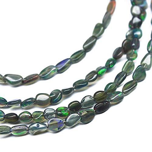 GemAbyss Beads Gemstone Natural Black Opal Smooth Oval Gemstone Loose Spacer Craft Beads Strand 14 Inch Long 5mm 4mm Code-MVG-25819