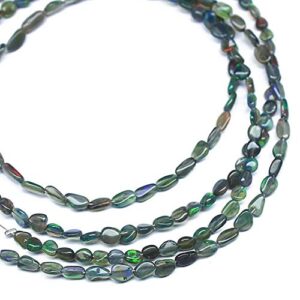 GemAbyss Beads Gemstone Natural Black Opal Smooth Oval Gemstone Loose Spacer Craft Beads Strand 14 Inch Long 5mm 4mm Code-MVG-25819