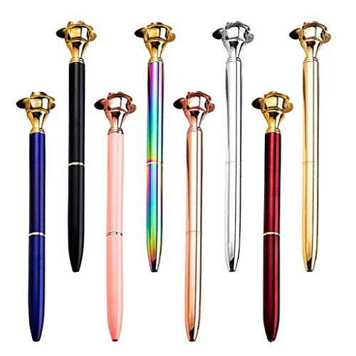 JYDQM 8pcs Customized with Own Logo Diamond Ballpoint Pen Rose Gold Metal Pens