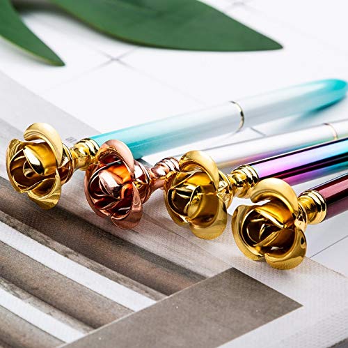 JYDQM 8pcs Customized with Own Logo Diamond Ballpoint Pen Rose Gold Metal Pens