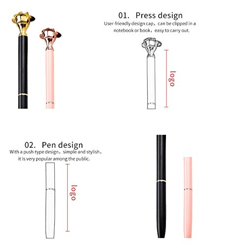 JYDQM 8pcs Customized with Own Logo Diamond Ballpoint Pen Rose Gold Metal Pens