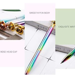 JYDQM 8pcs Customized with Own Logo Diamond Ballpoint Pen Rose Gold Metal Pens