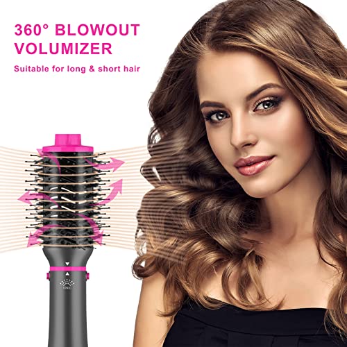 Blow Dryer Brush, 4 in 1 Blowout Brush,Hair Dryer Brush and Volumizer,Negative Ion Detachable Hair Dryer Styler Hot Air Hair Dryer for Straightening Curling Drying Multifunctional Styling