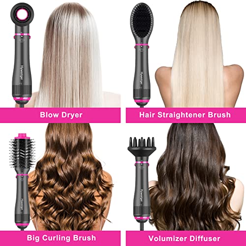 Blow Dryer Brush, 4 in 1 Blowout Brush,Hair Dryer Brush and Volumizer,Negative Ion Detachable Hair Dryer Styler Hot Air Hair Dryer for Straightening Curling Drying Multifunctional Styling