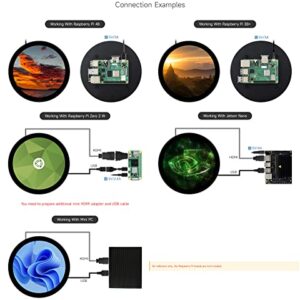 waveshare 5inch HDMI Round Touch Display, 1080 × 1080 Resolution, IPS, 10-Point Touch, Compatible with Raspberry Pi Series Board