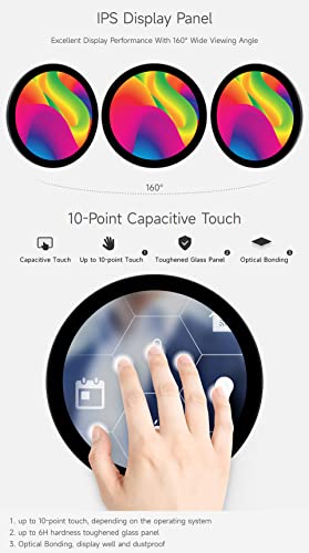 waveshare 5inch HDMI Round Touch Display, 1080 × 1080 Resolution, IPS, 10-Point Touch, Compatible with Raspberry Pi Series Board