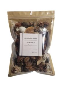 spiritual kids 4oz tonka & oud potpourri made with fragrant/essential oils hand made free shipping scented black & white