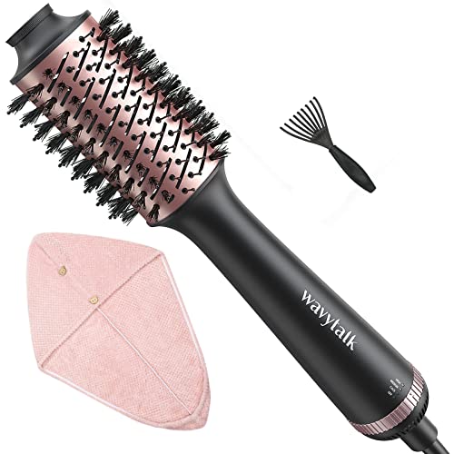 Hair Dryer Brush Blow Dryer Brush in One, Brush Blow Dryer with Negative Ionic, 4 in 1 Hair Dryer and Styler Volumizer Blowout Brush Hair Dryer for Drying Straightening Curling with Hair Towel Wrap