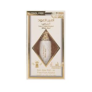 Manasik Ameer Al Oud Original White Oud ALCOHOL FREE Premium Attar, Fresh and Soothing Fragrance, Long Lasting Smell, Natural Roll on Itra Scent For Everyday, Ideal For Men & Women, 6ml