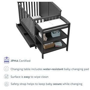 Storkcraft Steveston 5-in-1 Convertible Crib with Drawer (Gray) - Converts from Baby Crib to Toddler Bed, Daybed and Full-Size, Fits Standard Full-Size Crib Mattress, Adjustable Mattress Support Base