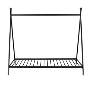 Cute Twin Bed Frame, Twin Metal Bed Frames Black Platform Bed Frame Metal Floor Play House Bed with Slat 75 Inch