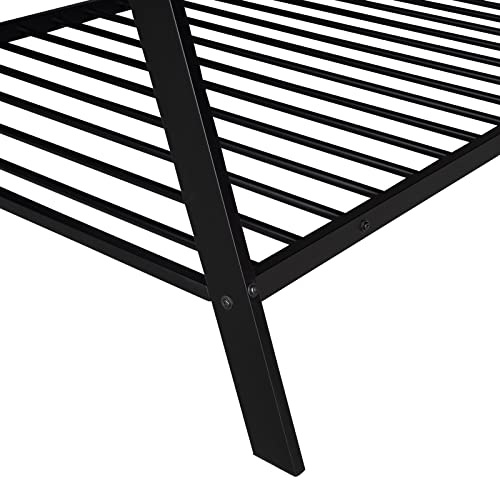 Cute Twin Bed Frame, Twin Metal Bed Frames Black Platform Bed Frame Metal Floor Play House Bed with Slat 75 Inch