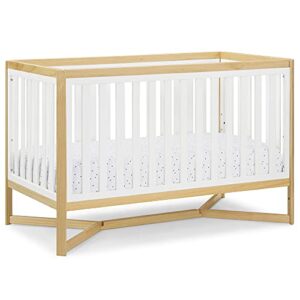 delta children tribeca 4-in-1 baby convertible crib, bianca white/natural