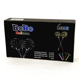 LED Light Up BoBo Balloons Colorful 10 Packs,3 Levels Flashing Handle,20 Inches Bubble Balloon,70cm Stick,Christmas Birthday Party Decoration