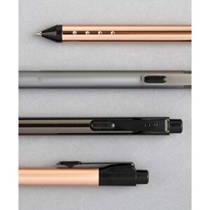 TUL® Fine Writing Solid Metal Barrel Ballpoint Pen With 2 Refills, Medium Point, 1.0 mm, Rose Gold Barrel, Black/Blue In