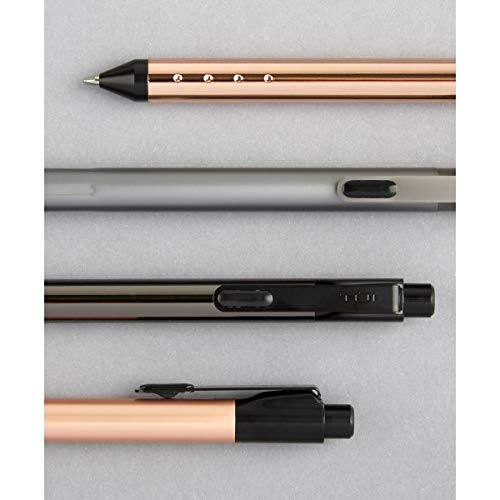 TUL® Fine Writing Solid Metal Barrel Ballpoint Pen With 2 Refills, Medium Point, 1.0 mm, Rose Gold Barrel, Black/Blue In