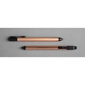 TUL® Fine Writing Solid Metal Barrel Ballpoint Pen With 2 Refills, Medium Point, 1.0 mm, Rose Gold Barrel, Black/Blue In