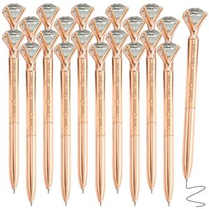 up to 100 personalized diamond pens bulk with name,custom imprint ballpoint pen engraved business logo text message,customized gift for women men graduation birthday office commercial-20pcs rose gold