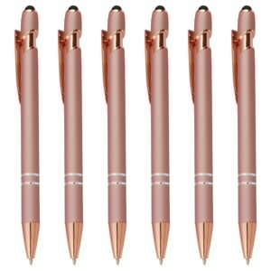 aluminum barrel ballpoint pen, 5 pcs retractable metal ballpoint pens, for gift, business, office, 1.0mm medium point black ink,rose gold