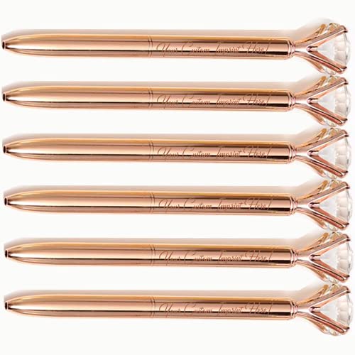 Personalized Pens with Name Personalized Pens in Bulk Custom Pens Personalized Bulk Customized Pens with Bussiness Name 6 PCS Diamonds Personalized Pens with Free Engraving (Rose Gold)