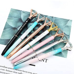 Personalized Pens with Name Personalized Pens in Bulk Custom Pens Personalized Bulk Customized Pens with Bussiness Name 6 PCS Diamonds Personalized Pens with Free Engraving (Rose Gold)