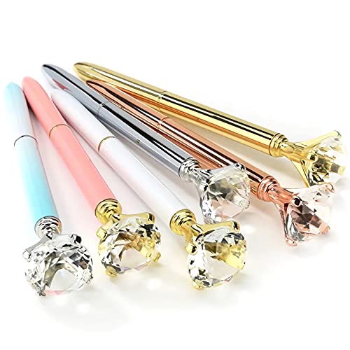 Personalized Pens with Name Personalized Pens in Bulk Custom Pens Personalized Bulk Customized Pens with Bussiness Name 6 PCS Diamonds Personalized Pens with Free Engraving (Rose Gold)