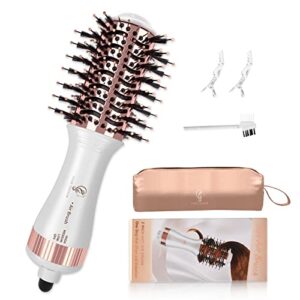 travel hair dryer brush blow dryer brush in one, mini hot air brush, hair trends nano titanium 2 inch one step hair dryer and styler volumizer-not dual voltage