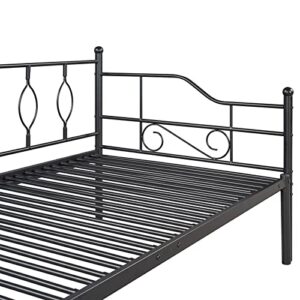 Bed Frames Twin, Twin Bed Platform Bed Bed Frame Black Steel with Trundle No Box Required, Easy Assembly 78.7 Inch