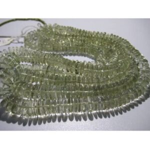 1 strand natural green amethyst spacer beads - 8" long green amethyst german cut rondelles beads size 10mm to 8mm